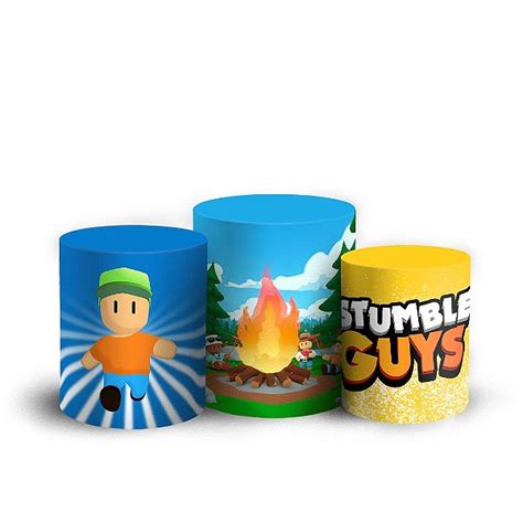 Trio Cilindro Stumble Guys Azul Sublimado 3D Elástico Sublitex