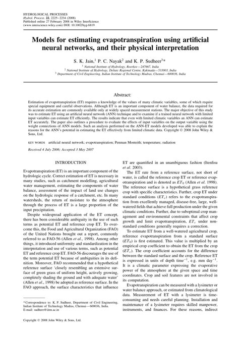 pdf models for estimating evapotranspiration using artificial neural networks and their