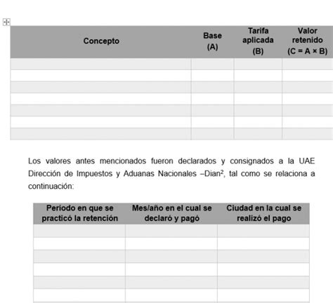 Modelo de certificado de retención en la fuente por conceptos