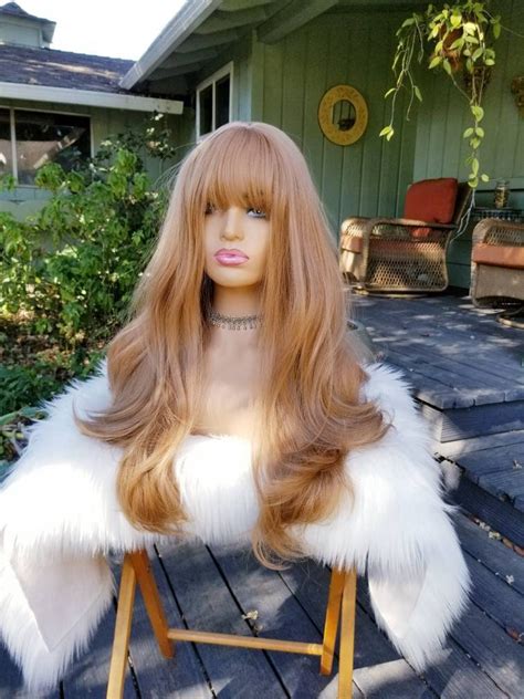 Strawberry Blonde Wig With Bangs Realistic Dusty Blonde Long Etsy