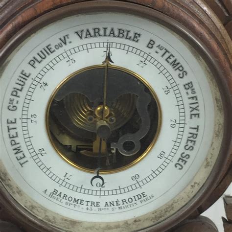 Ancien baromètre anéroïde et thermomètre Label Emmaüs