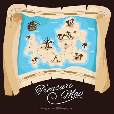 Mapa De Isla Con Tesoro Pirata Vector Gratis