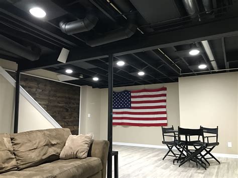 Exposed Basement Ceiling Painted Black Basement Ceiling Painted