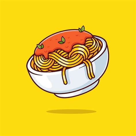 Lindo Espagueti Fideos Dibujos Animados Vector Icono Ilustración Objeto