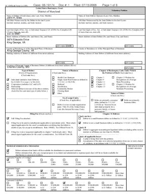 Fillable Online Form 1 Voluntary Petition Fax Email Print PdfFiller
