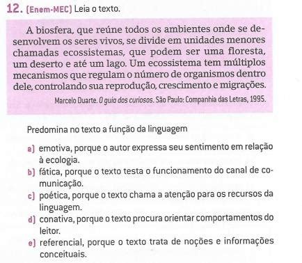 Enem Mec Leia O Texto A Biosfera Que Re Ne Todos Os Ambientes
