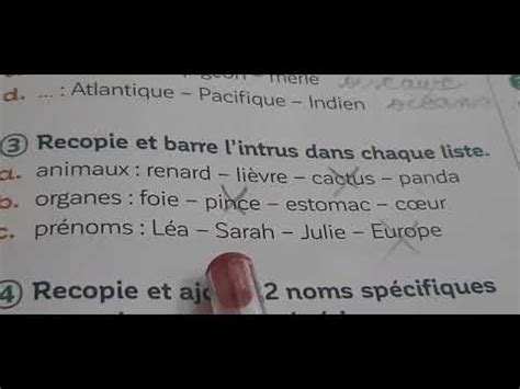 Les noms génériques et les noms spécifiques p 59 Espace mots YouTube