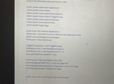 solved analyze the following code and correct codes import