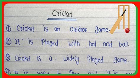 10 Lines On N Cricket In English Cricket Essay In English Cricket