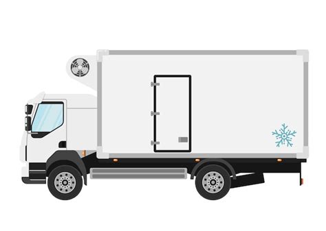 Camión refrigerado aislado en blanco Vector Premium