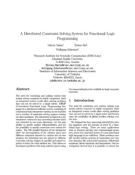 pdf a distributed constraint solving system for functional logic programming