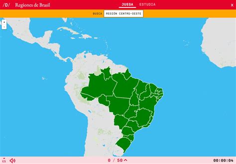 Mapa para jugar Dónde está Regiones de Brasil Mapas Interactivos