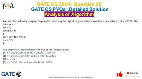 gate cs 2004 question 32 gate cs pyqs gate cs solutions analysis of algorithms youtube
