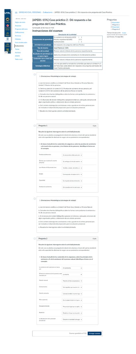 Derecho Civil Personas Examen APEB 1 15 Caso práctico 2 Dé