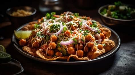 Premium Ai Image Spicy Street Food Chana Chaat A Tangy Chickpea Salad