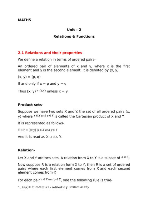 sppu pattern 2019 discrete mathematics unit 2 maths unit 2 relations and functions 2 relations