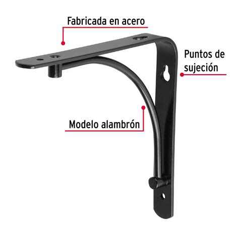 47694 MED 6NA TRUPER Ménsula reforzada negra 6 x 6 diseño alambrón