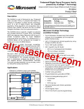 ZL38042 Datasheet PDF Microsemi Corporation