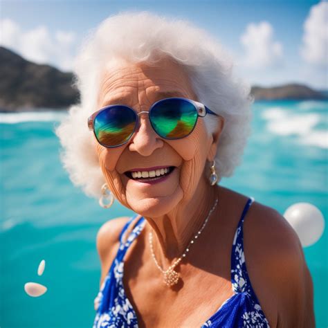 Moral Turtle525 A Granny In A Bathing Suit Short White Hair Highly