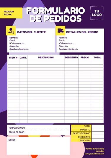 Personaliza Hojas De Pedido Para Tu Empresa