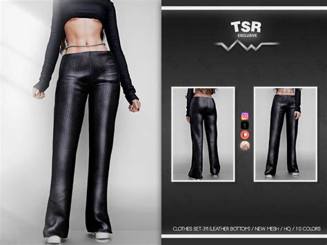Busra Tr CLOTHES SET 311 LEATHER BOTTOM BD890 Outfit Sets Sims 4
