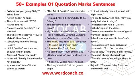50 Examples Of Quotation Marks Sentences Vocab Quiz