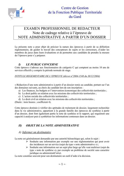 note de cadrage définition