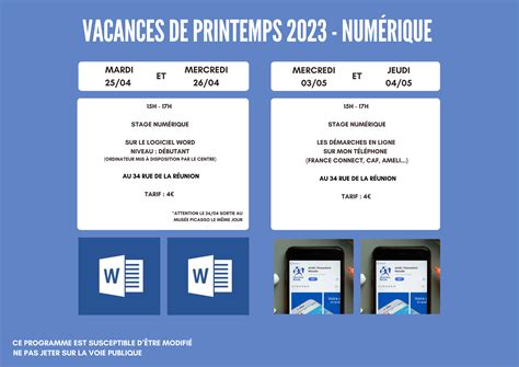 Le Programme Des Vacances De Printemps Est Arriv Centre