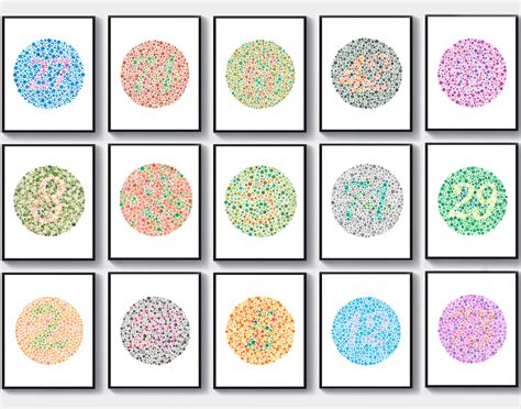 15 Ishihara Color Blind Test Cards Ophthalmology Art Optician Etsy