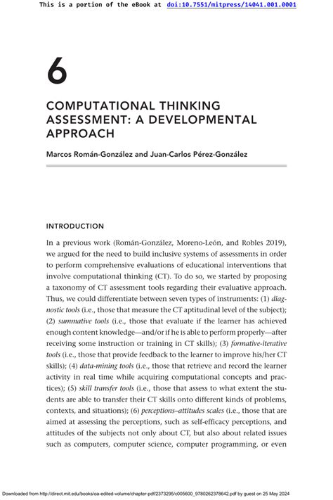 PDF Computational Thinking Assessment A Developmental Approach