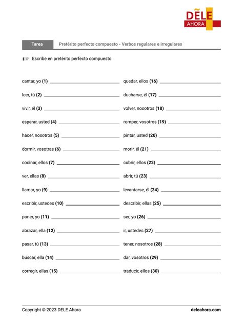Pretérito perfecto compuesto Verbos regulares e ir Gramática