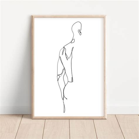 Man Line Art Print Printable Wall Art Modern One Line Art Print Line