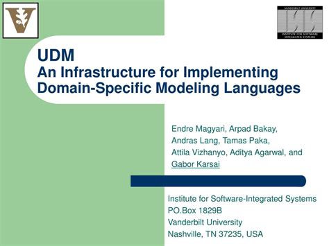 ppt udm an infrastructure for implementing domain specific modeling languages powerpoint