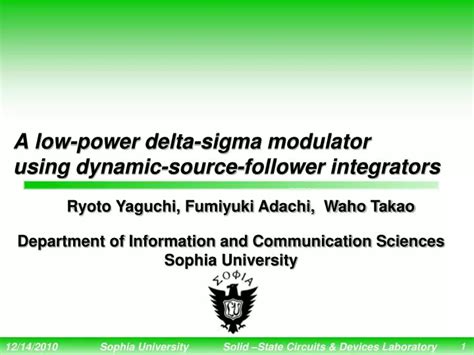 PPT A Low Power Delta Sigma Modulator Using Dynamic Source Follower