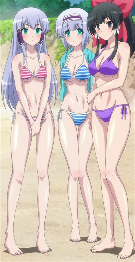 Rule 34 3girls Accurate Art Style Bangs Barefoot Beach Big Breasts Bikini Black Hair Blush