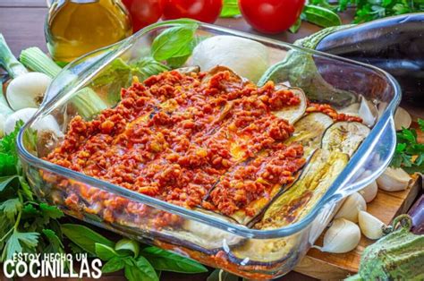 Receta de lasaña de berenjena con carne picada y queso Deliciosa