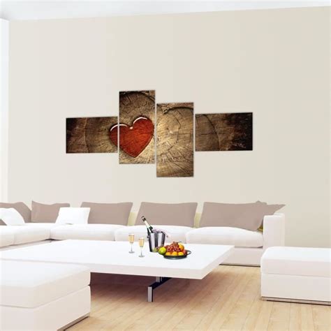 Runa art Tableau Décoration Murale Cœur Aspect Bois 200x95 cm 4