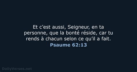 15 Octobre 2023 Verset Biblique Du Jour BDS Psaume 62 13