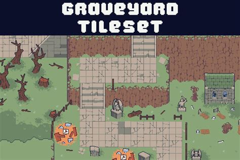 Graveyard Pixel Tileset For TD By Free Game Assets GUI Sprite Tilesets