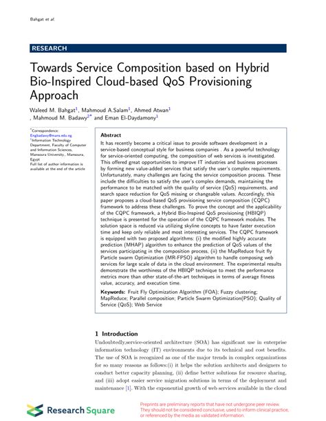 pdf towards service composition based on hybrid bio inspired cloud based qos provisioning