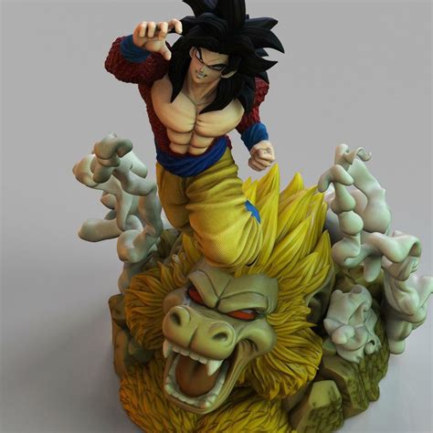 Son Goku SSJ4 Diorama Statue STL Files Son Goku Goku Statue