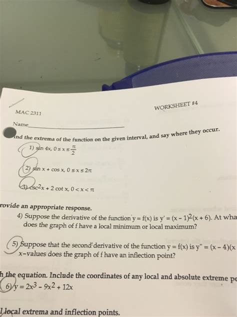 solved find the extrema of the function on the given
