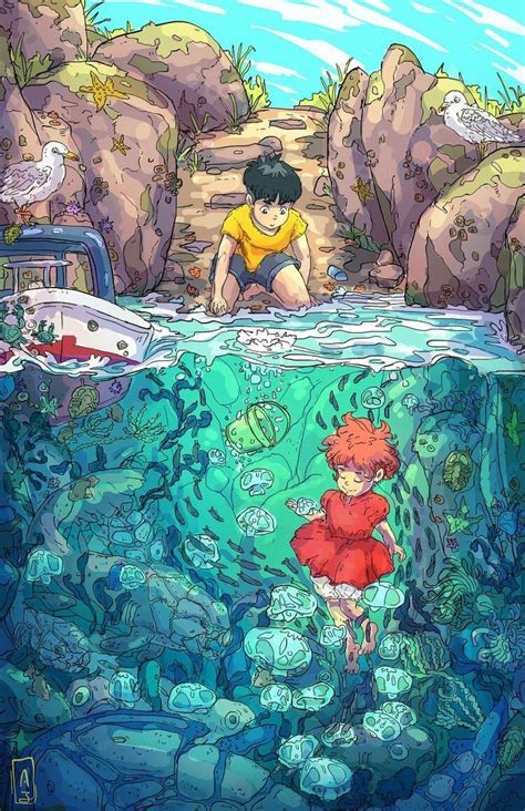 Ponyo uma amizade que veio do oceano Miyazaki Arte de animación