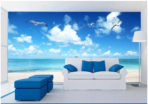 3d Fotoğraf Kağıdı High End Özel Duvar Ipek Duvar Sticker Deniz Manzara