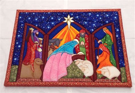 Cuadro navideño pesebre técnica patchwork sin aguja Cuadro