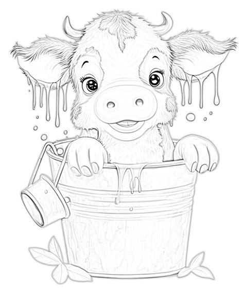 A Drawing Of A Cow In A Bucket With Water Dripping From It S Ears