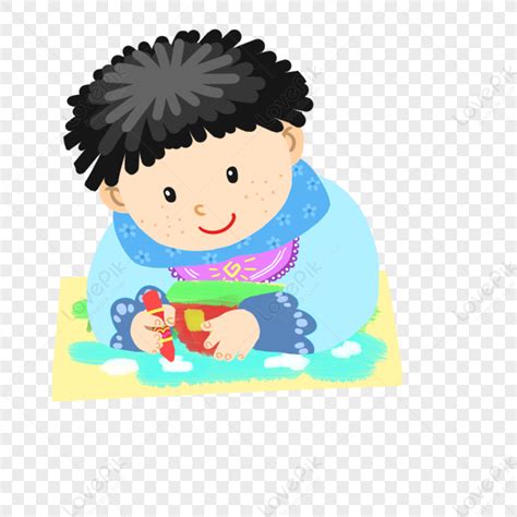 畫畫的小男孩PNG圖案素材免費下載可愛卡通圖片尺寸1200 1200px Lovepik