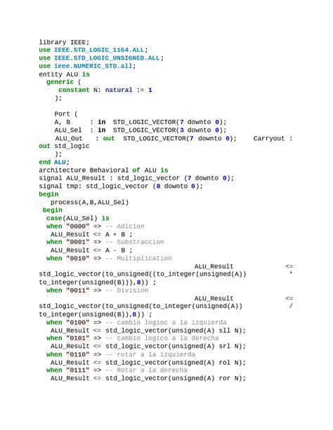 alu 4 bits vhdl en quartus docsity