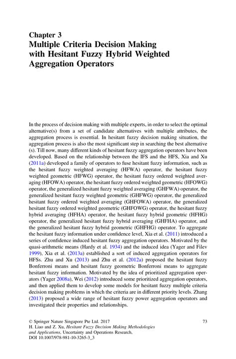 pdf multiple criteria decision making with hesitant fuzzy hybrid weighted aggregation operators
