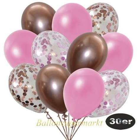 30er Luftballon Set 5 Roségold 5 Rosa Konfetti 10 Metallic Rosé und